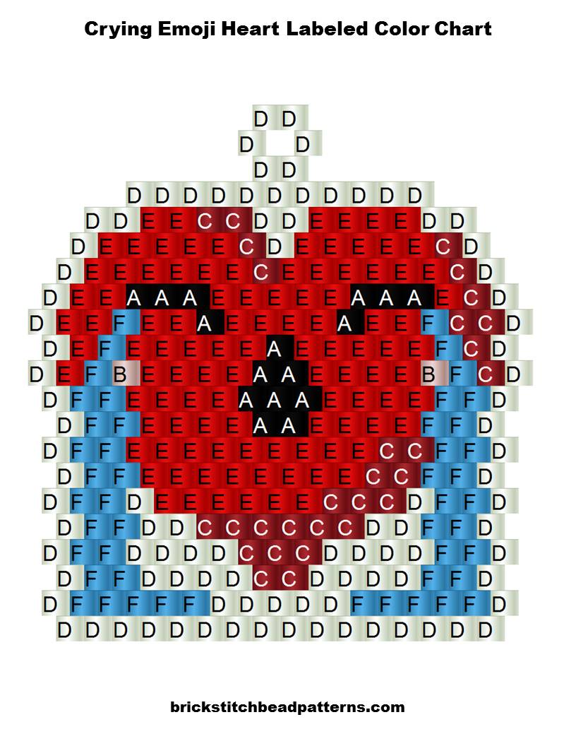Brick Stitch Bead Patterns Journal: Free Crying Emoji Heart Valentine's ...
