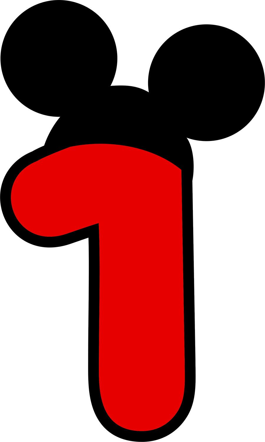 Números del 1 al 5 en Rojo y con Orejas de Mickey. . - Oh my Alfabetos!