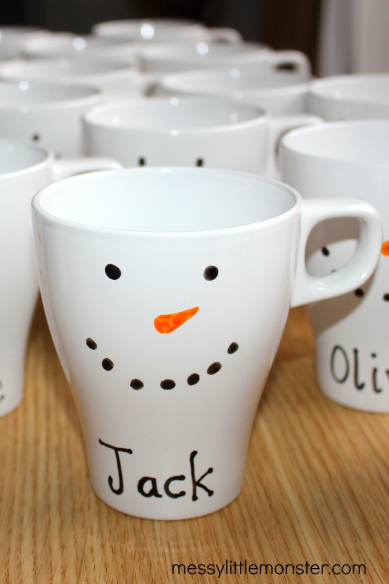 Make your own DIY Snowman Mug - Messy Little Monster