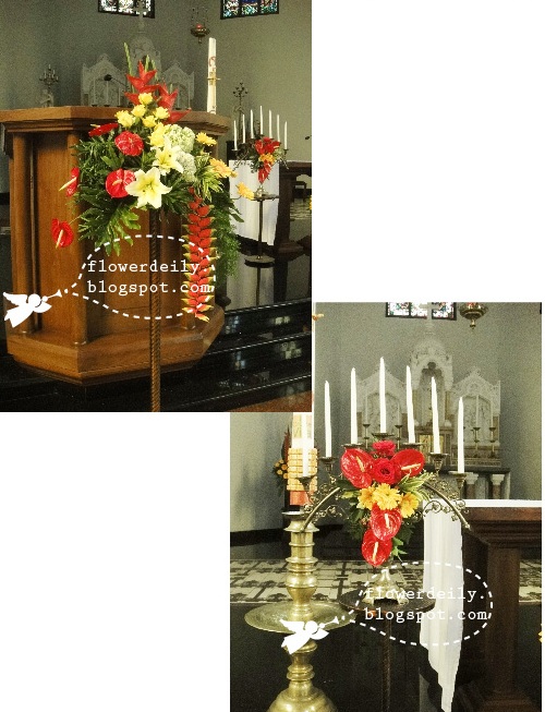 Wedding Church Decor: Red Tropical for Pentecost ~ flower daily blog