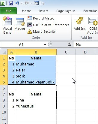 Perbedaan UsedRange dan CurrentRegion VBA Excel