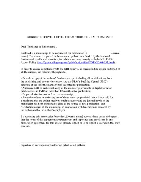 Cover Letter Sample For Journal Publication ~ Resume Letter