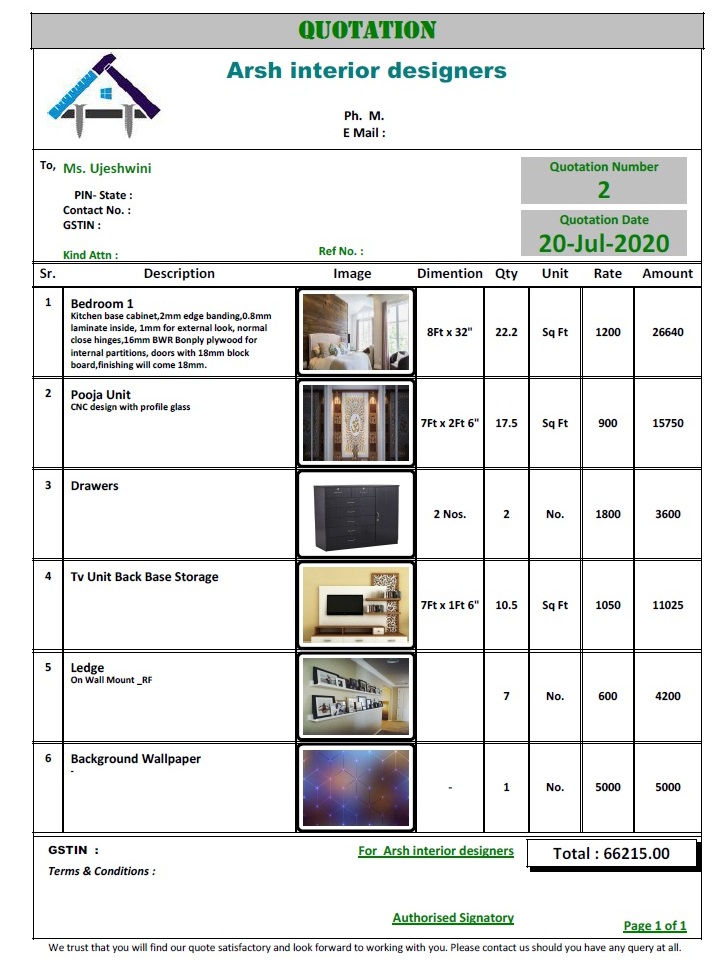Quotation Designs Made from Software ~ Billing Software Guru