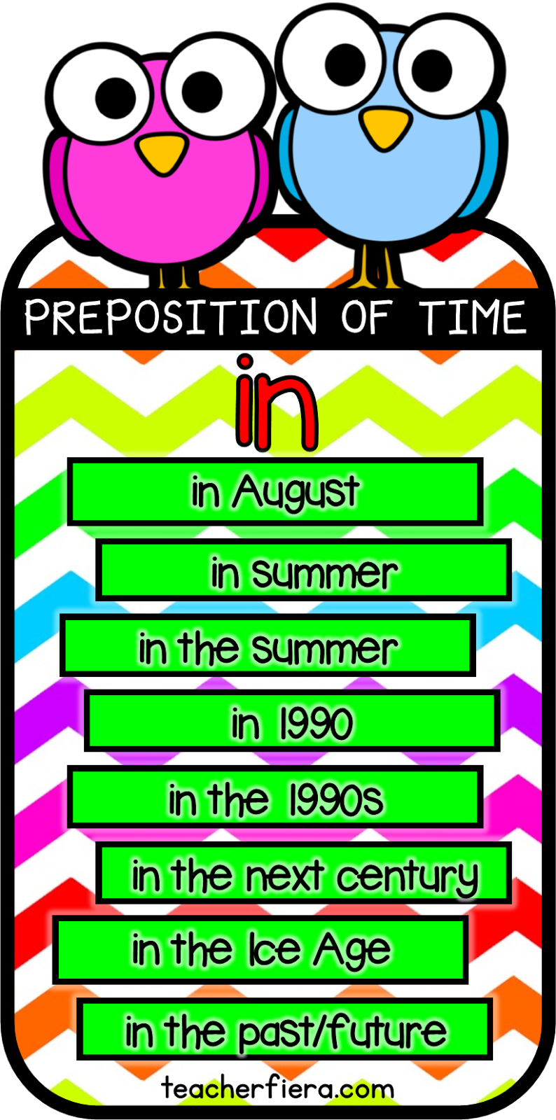 teacherfiera.com: BOOKMARKS (PREPOSITIONS OF TIME)