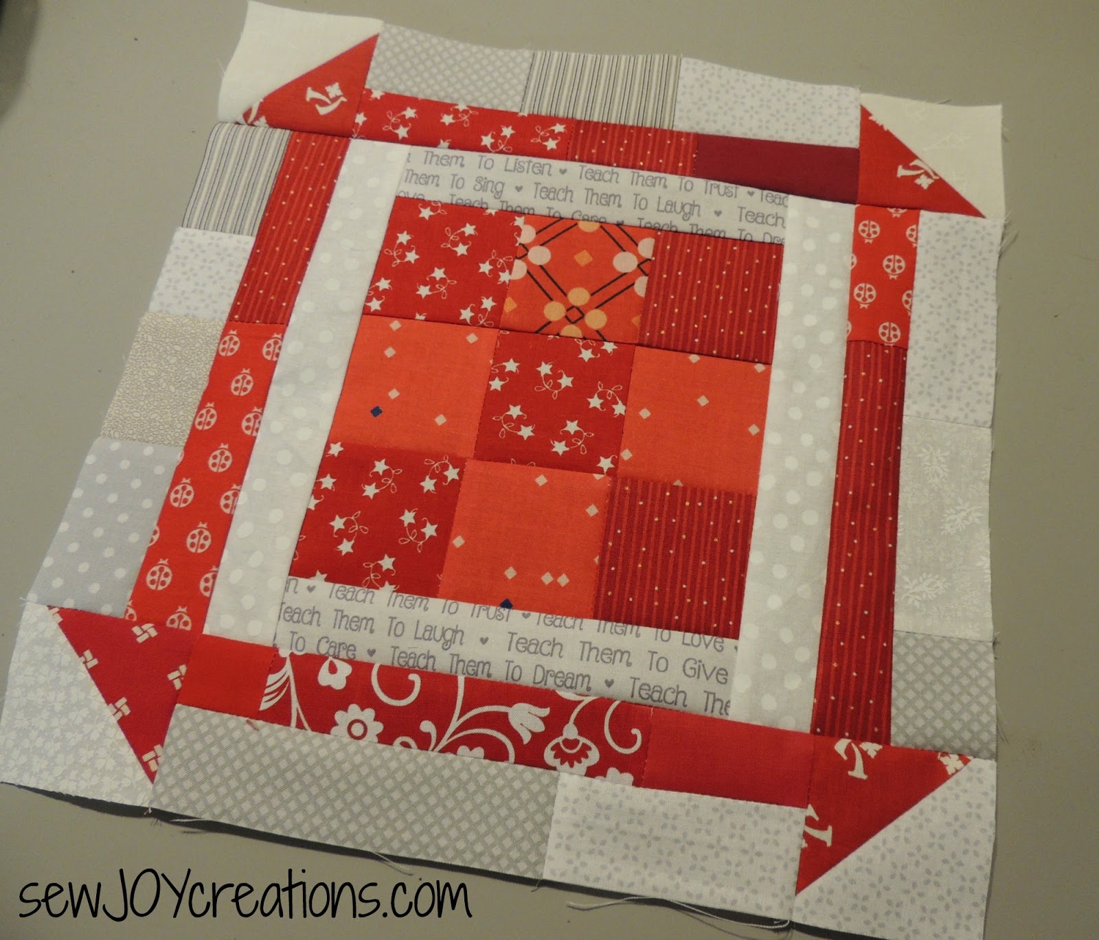 Sew Joy: Tutorial: Scrappy 9 Churn Dash block
