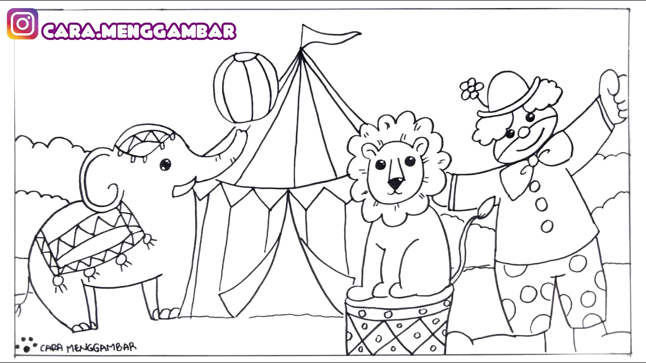 Cara Menggambar dan Mewarnai Tema Sirkus / Circus yang Bagus dan Mudah ...