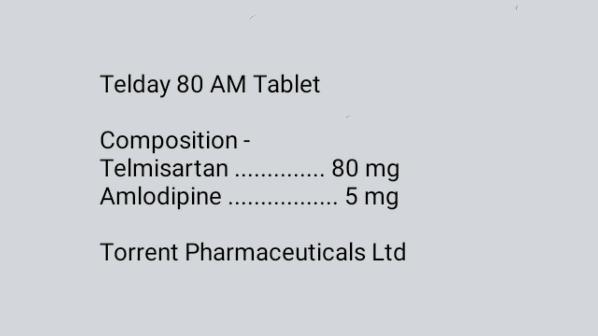 Telday 80 AM Tablet Uses View Dosage Substitutes Price and Sideeffects