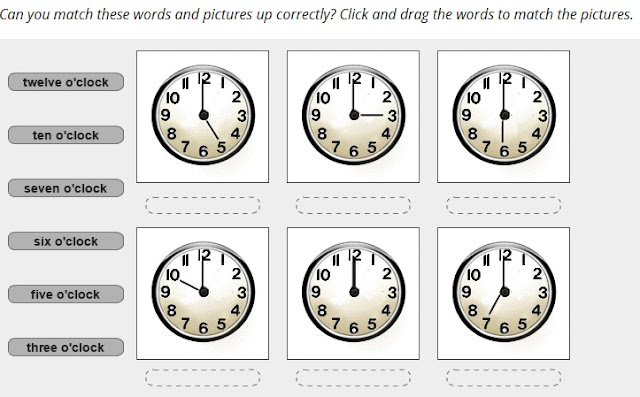 English is FUNtastic: Telling the time - interactive picture matching quiz