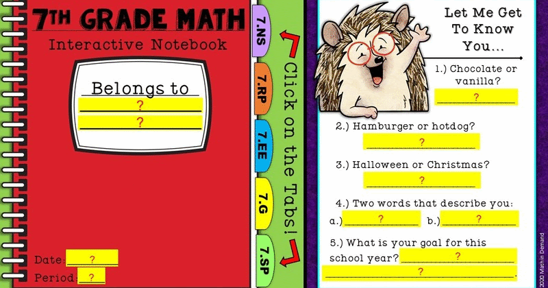 Math in Demand: 7th Grade Math Digital Interactive Notebook