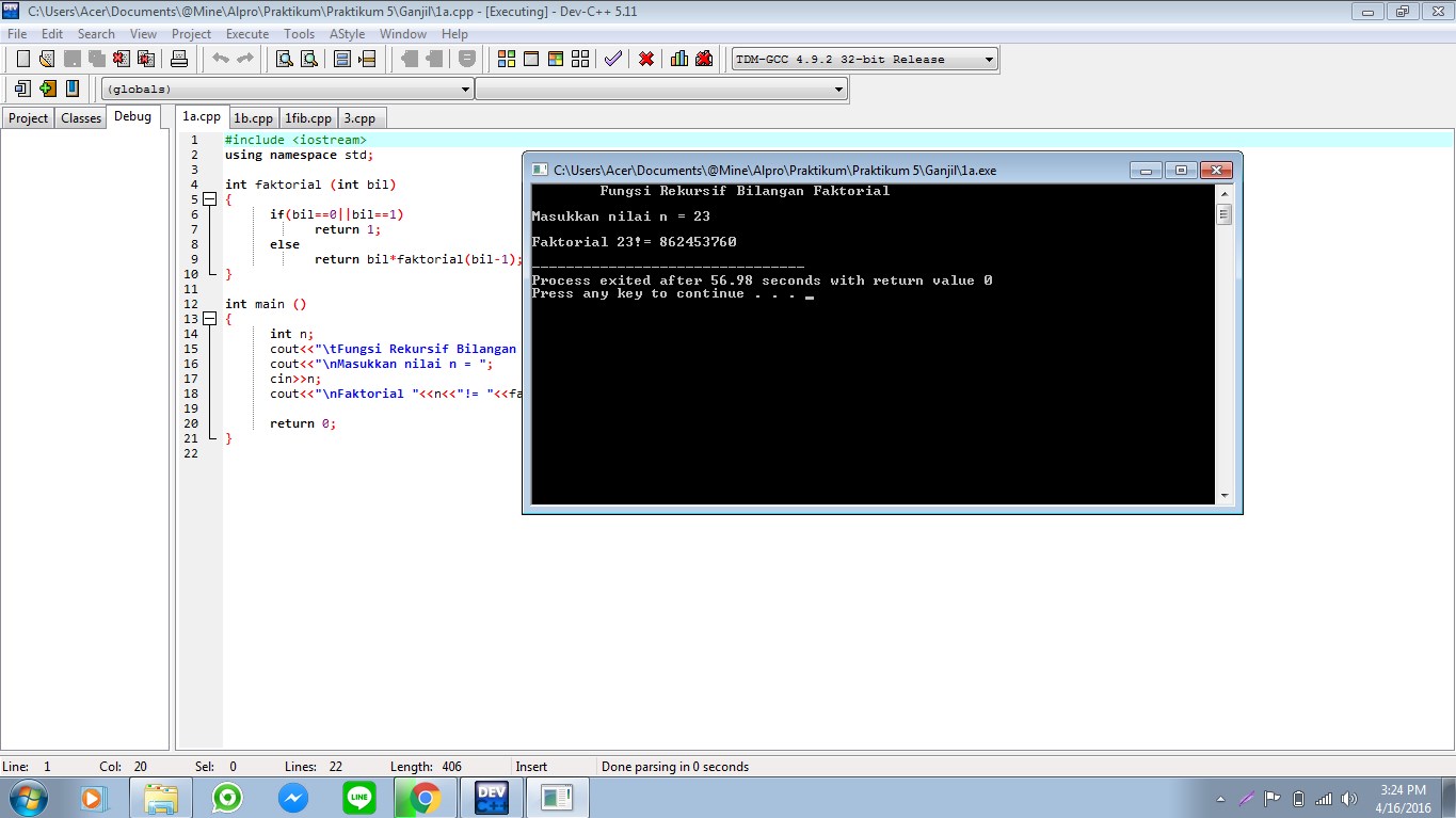 Program Menhitung Faktorial Angka dengan Fungsi Rekursif ~ #CieNgoding