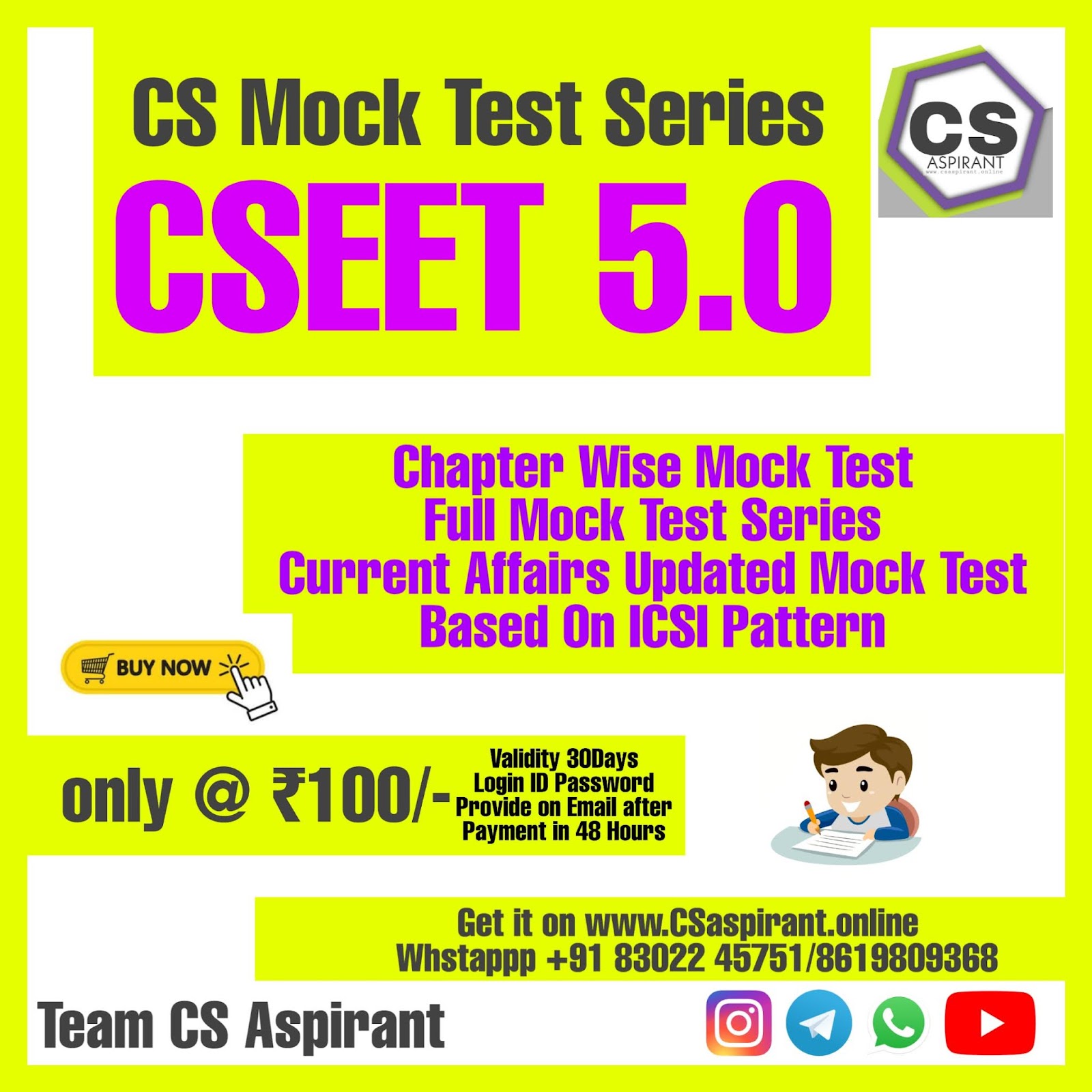 CSEET MOCK TEST SERIES 5.0 NOVEMBER 2021 BY CS ASPIRANT ON ICSI PATTERN