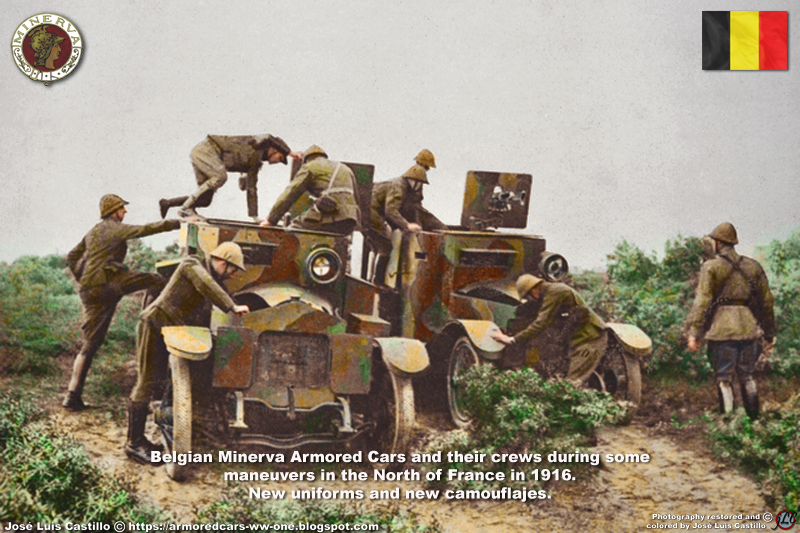 Armored Cars in the WWI: Belgian Minerva Armored Cars. France, 1916.