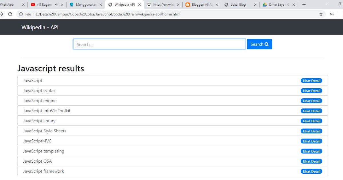 Menggunakan Wikipedia API Dengan P5 JS dan Bootstrap