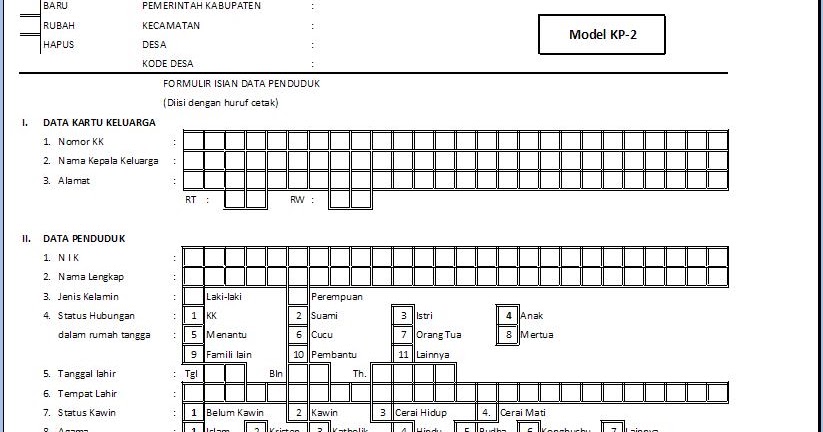 Formulir KTP terbaru 2024 pdf dan excel