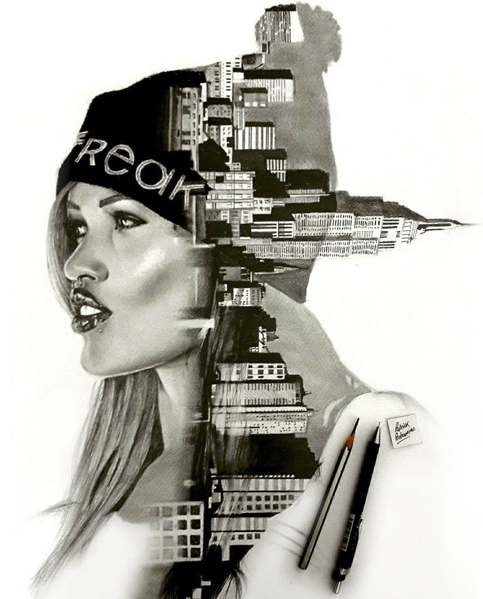Design Stack: A Blog about Art, Design and Architecture: Black and White Double Exposure Drawings