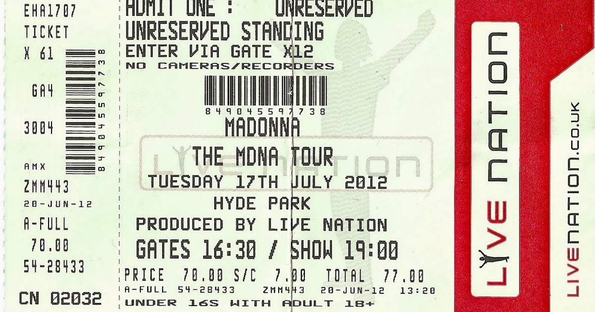 Madonna FanMade Covers: The MDNA Tour - London Ticket, July 17th 2012