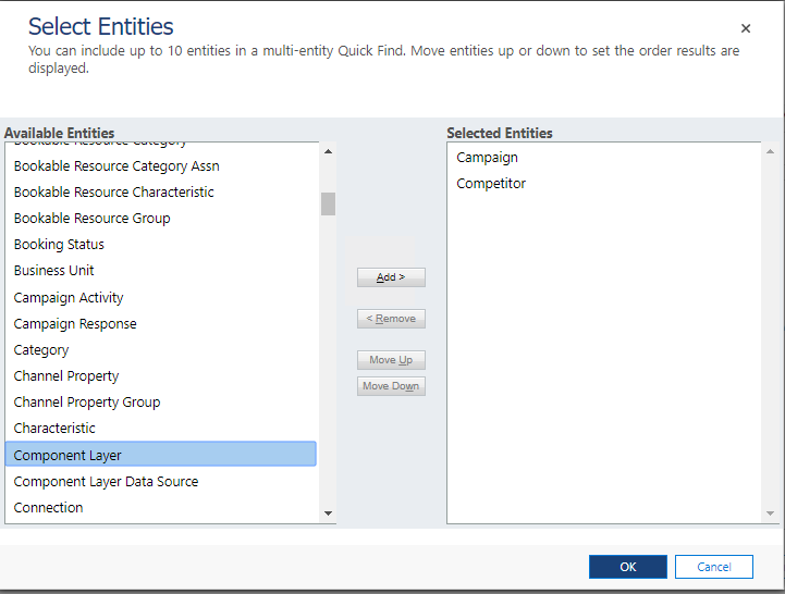 Dynamics Multi Entity Search (Global Search) Entity Selection Using C#