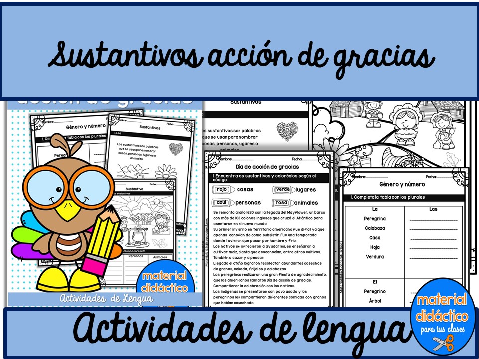 Los sustantivos, adjetivos y verbos en acción de gracias - Material ...