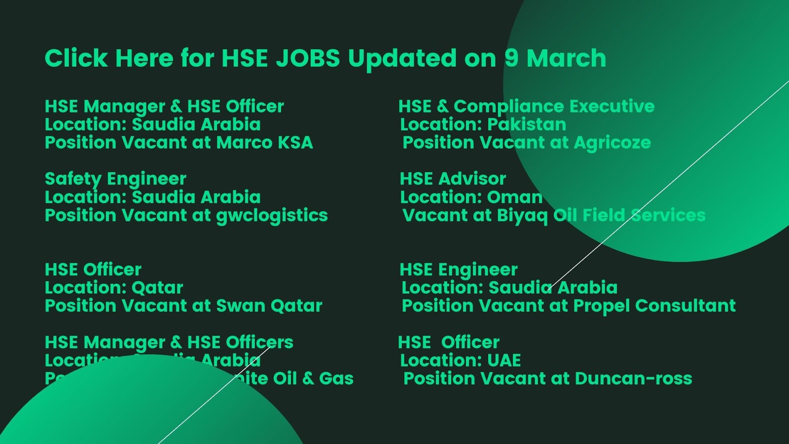 HSE Jobs Updated on 9 March 2020 - EHS Jobs