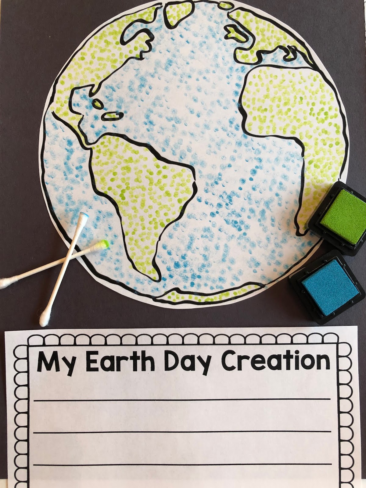 the easiest q-tip earth day crafts for kids - The First Grade Roundup