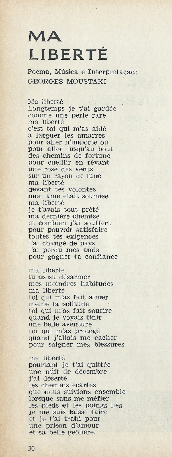 Regresso ao Passado: Georges Moustaki - La Liberté