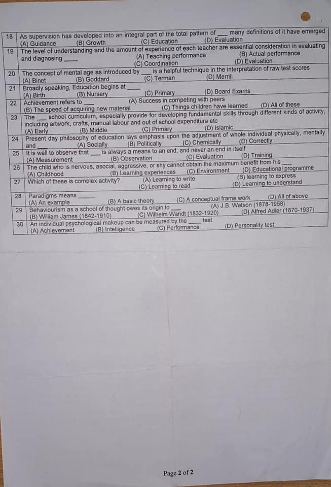 KNOWLEDGE FOR ALL: SPSC WRITTEN TEST PAPERS HEAD MASTERS BS.17 FROM ...