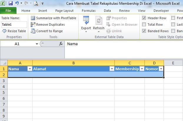 Cara Membuat Tabel Rekapitulasi Membership Di Excel