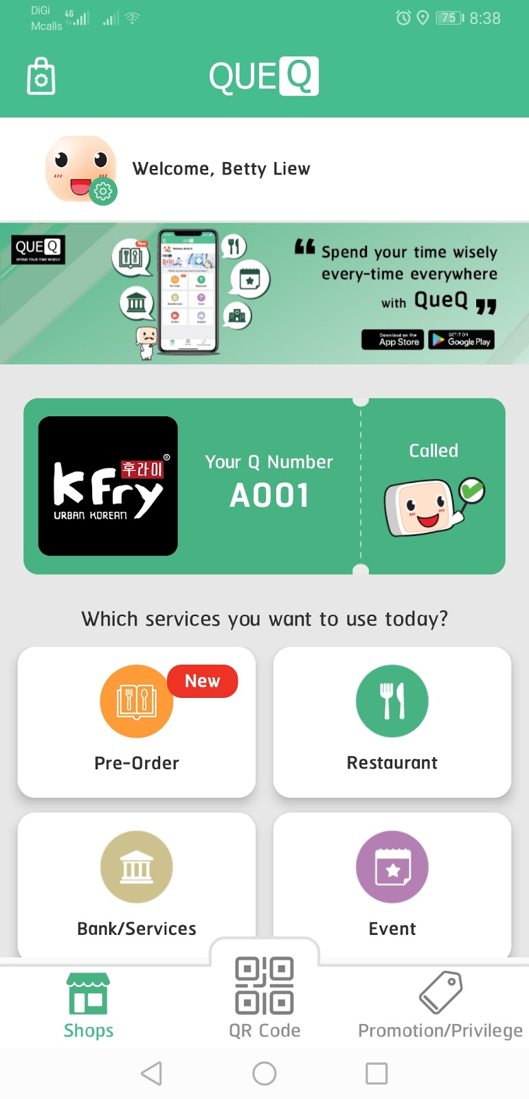 QueQ App - Ease The Pain Of Queuing - Betty's Journey