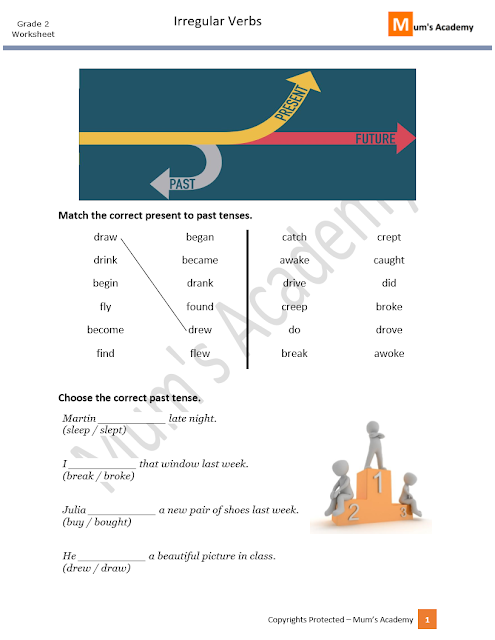 Grade 2 - Worksheet - Irregular Verbs - Mum's Academy