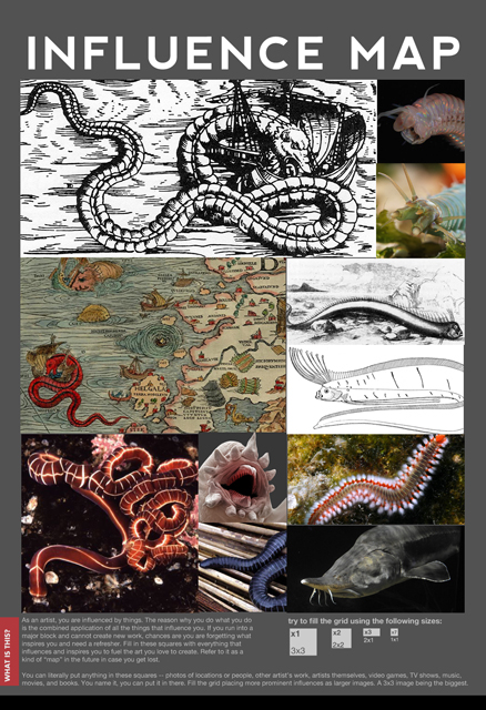 Katy J Negus. BA Hons. CG Arts & Animation: Sea Monster Influence Map
