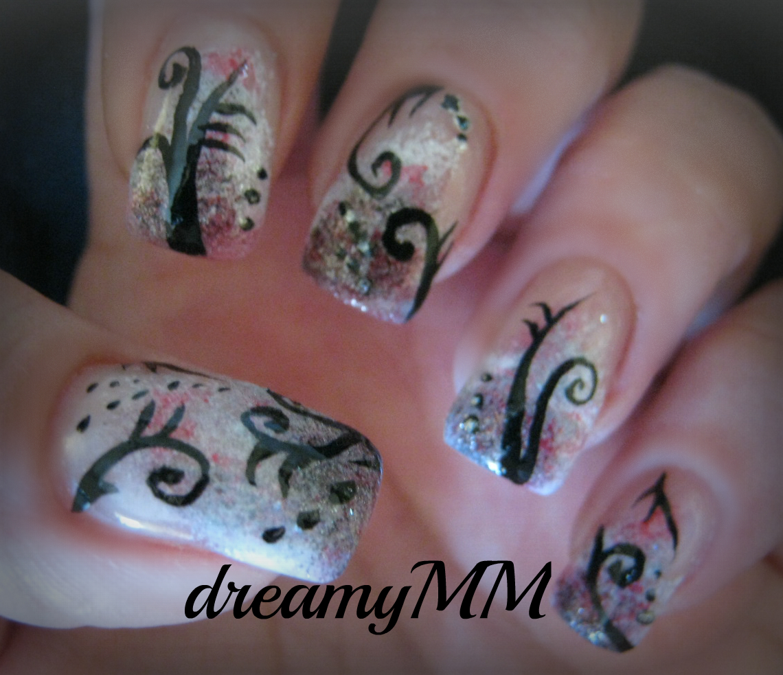 Abstract Grunge Background With Filigree Ornament Nail Art Tutorial
