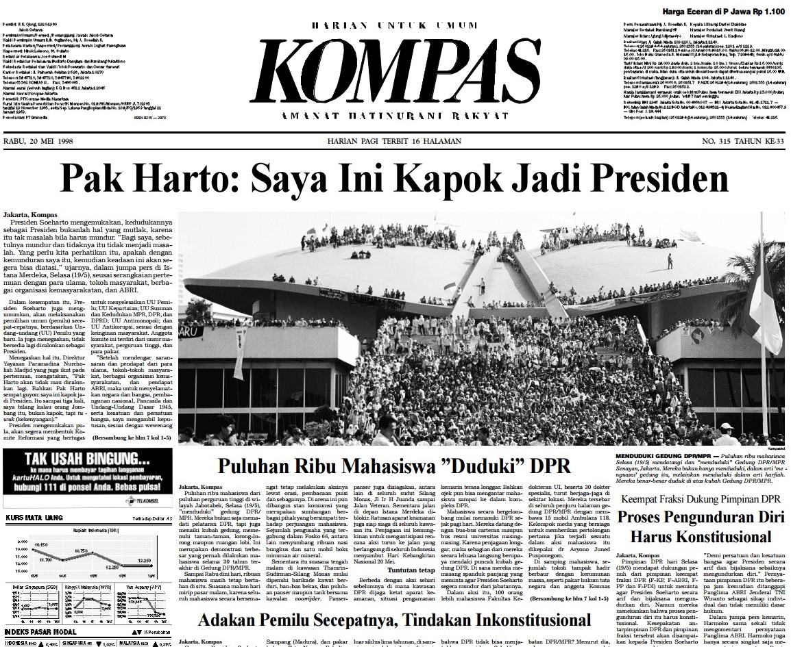MY BLOG (Blog Ku): Jelang HUT Ke 55 Kompas - 20 Kover Koran Pilihan ...