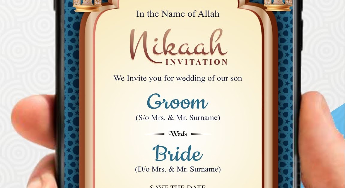 Nikaah Invitation Digital Card for Muslim | M. +91-7860315684