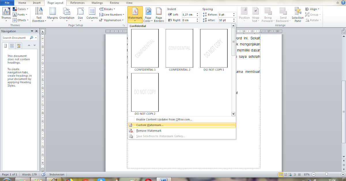 How to Create a Transparent Image Background (Watermark) In MS.Word ...