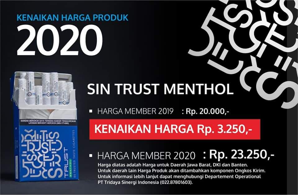 Kenaikan Harga Rokok SIN Terbaru Akhir Januari 2020