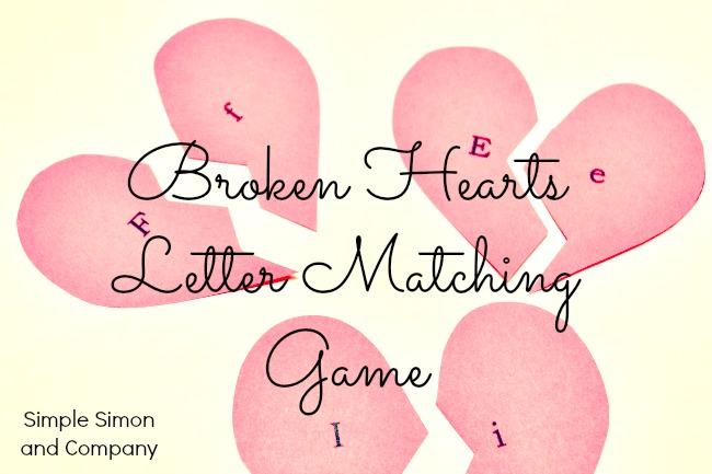 Broken Heart Letter Matching Game - Simple Simon and Company