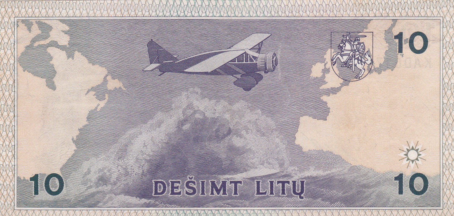 Lithuania 10 Litu banknote 1993 Lithuanian pilots|World Banknotes ...