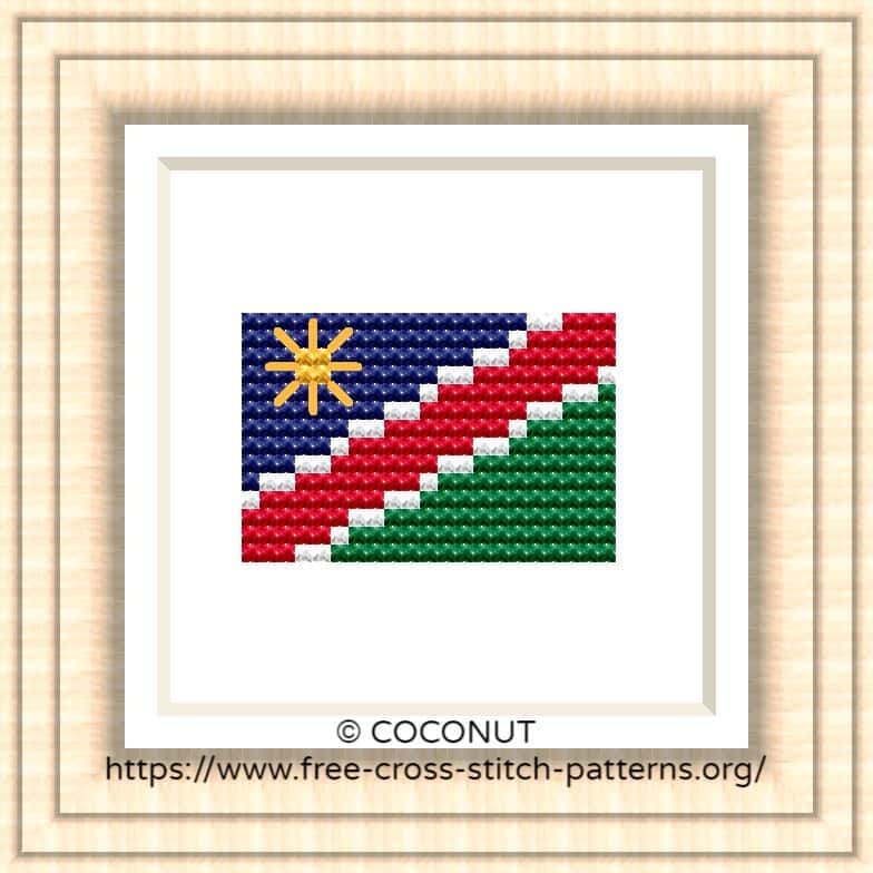 NATIONAL FLAG OF NAMIBIA CROSS STITCH CHART | Free cross stitch pattern