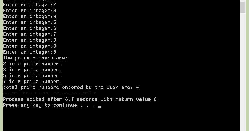 1. Program that inputs ten integers in an array and counts all prime ...