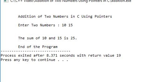 Free Programming Source Codes And Computer Programming Tutorials Addition Of Two Numbers In C