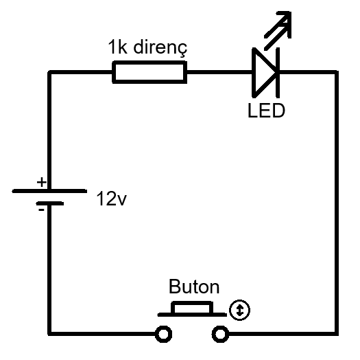 BUTON İLE LED YAKMA DEVRESİ