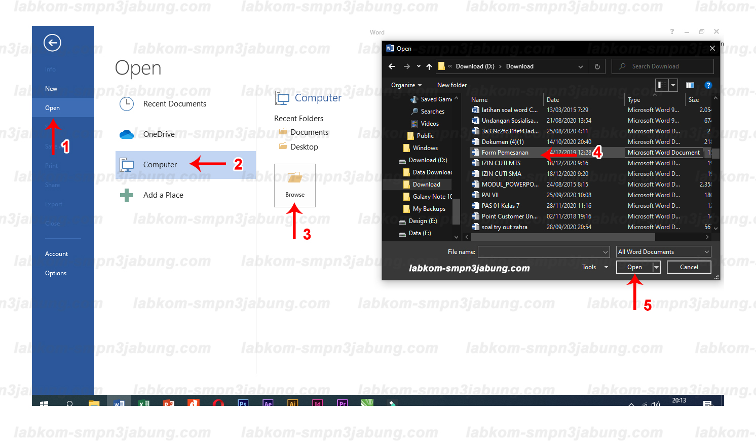 Cara Membuka File Dokumen MS Word | Lab Kom SMPN 3 Jabung
