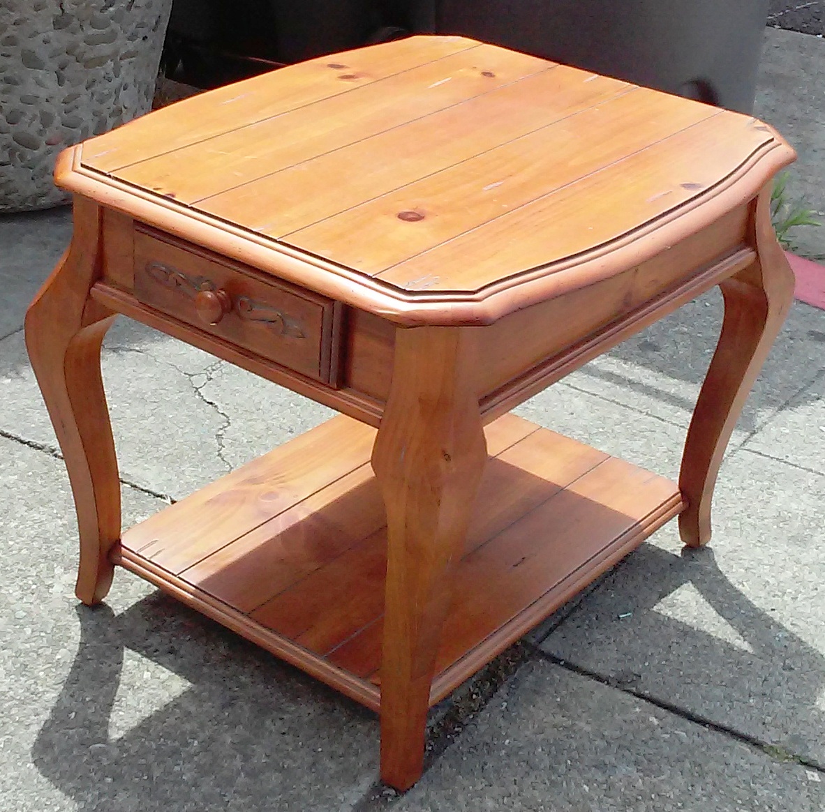 UHURU FURNITURE & COLLECTIBLES: SOLD Knotty Pine End Table - $40