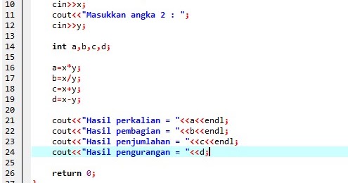 Welcome To My Blog: Operasi penjumlahan, pengurangan, perkalian, dan ...
