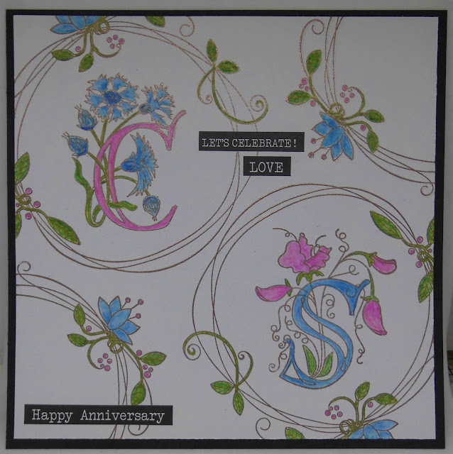 Sarah's Craft Shed: Spring wreath and Floral Alphabet Anniversary Card