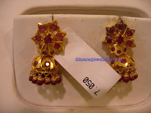 Traditional Ruby (Kempu) Earrings Gallery - Jewellery Designs
