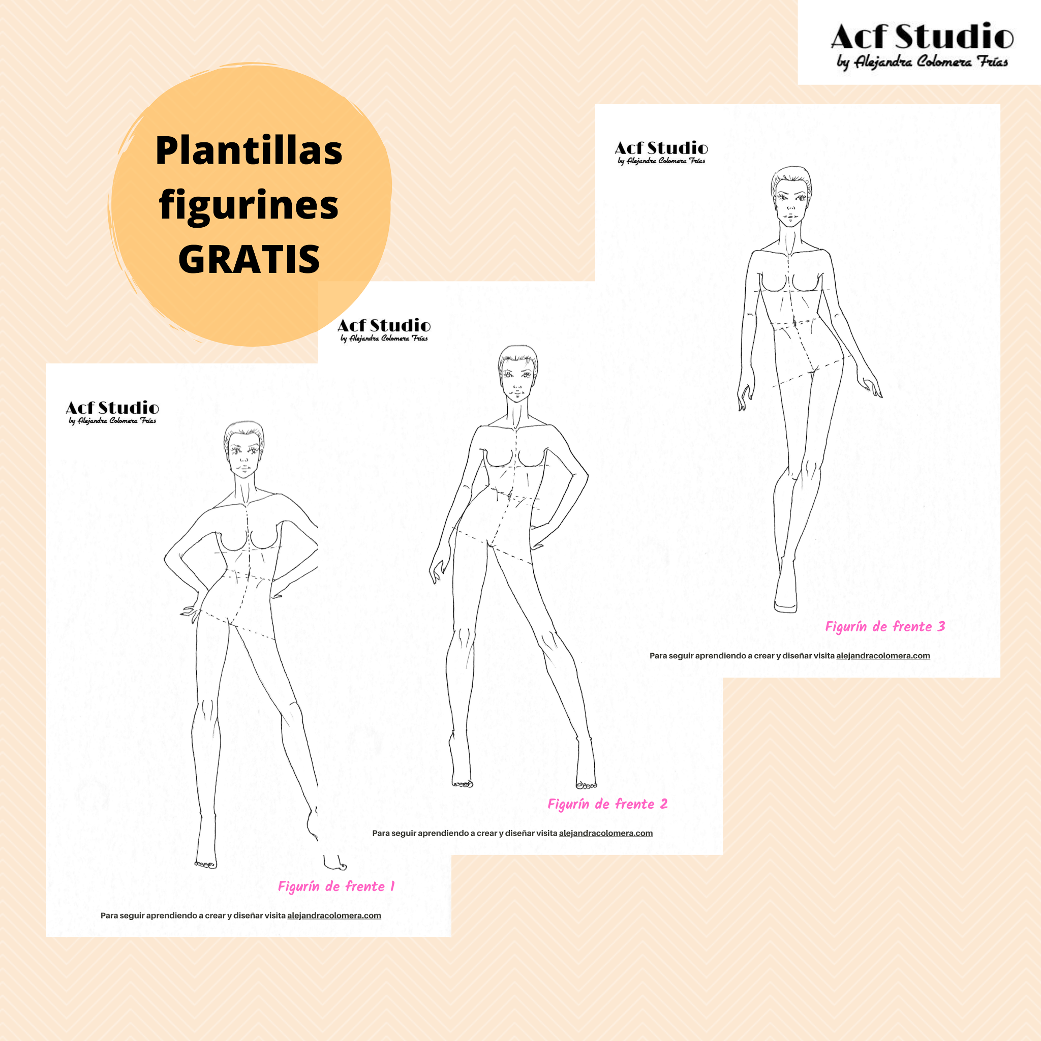 Tengo un REGALO para ti 🎁 3 plantillas de figurines en distinta pose de frente - Alejandra ...