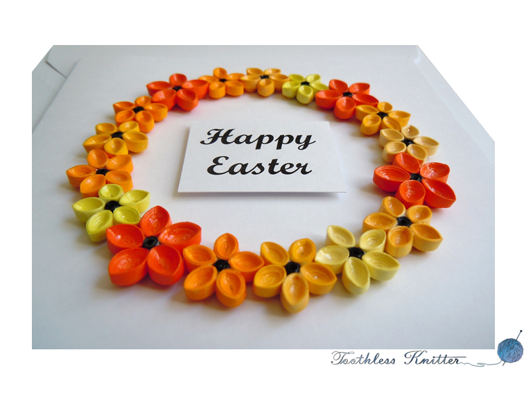 Toothless Knitter: Easter Card with Flower Wreath Toothless Knitter: Easter Card with Flower Wreath
