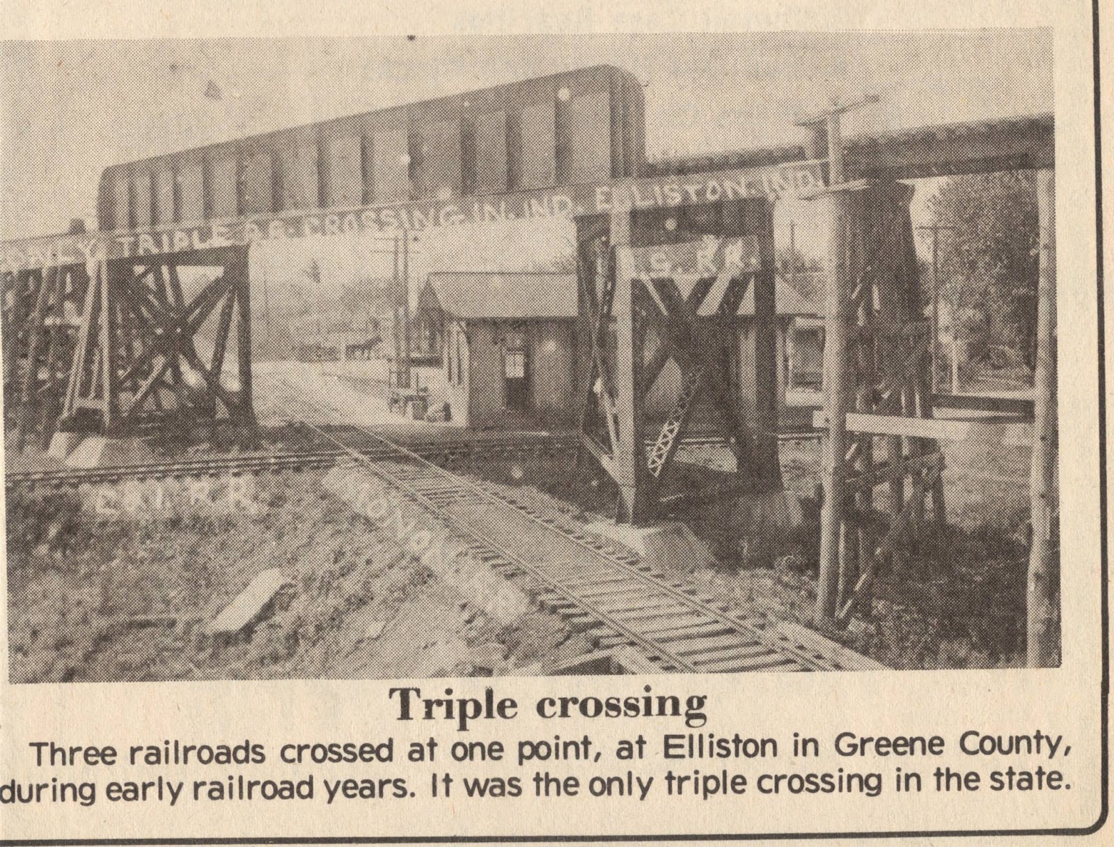 Towns and Nature: Elliston, IN: Depot and a Triple Crossing