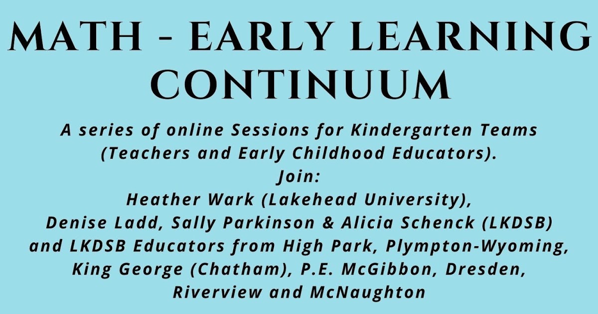 LKDSB Elementary Program Department: Math Early Learning Continuum - 4 ...